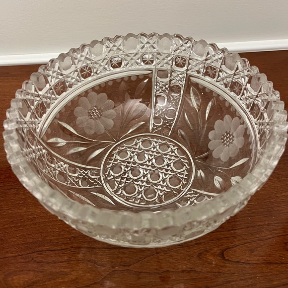 Dining | Vintage Crystal Cut Glass 8 Sawtooth Bowl Floral Pattern ...